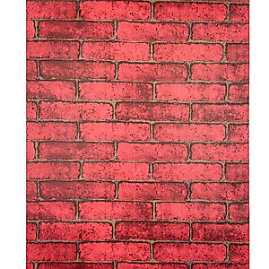 Yifely Red Brick Self Adhesive Shelf Drawer Liner Door Sticker Rural Wall Covering Paper Easy to Install 17.7inch by 9.8 Feet