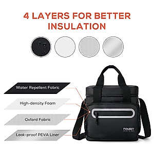 TOURIT Large Lunch Bag 14L Insulated Lunch Box Lunch Cooler for Men Work, School, Black