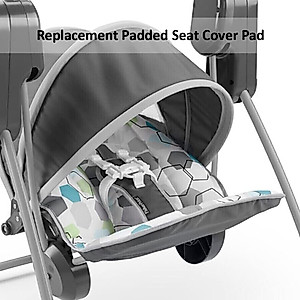 Replacement Part for Fisher-Price On-The-Go Baby Swing - GKH40 ~ Replacement Padded Seat Cover Pad ~ Blue, Green and Gray Hexagon Print