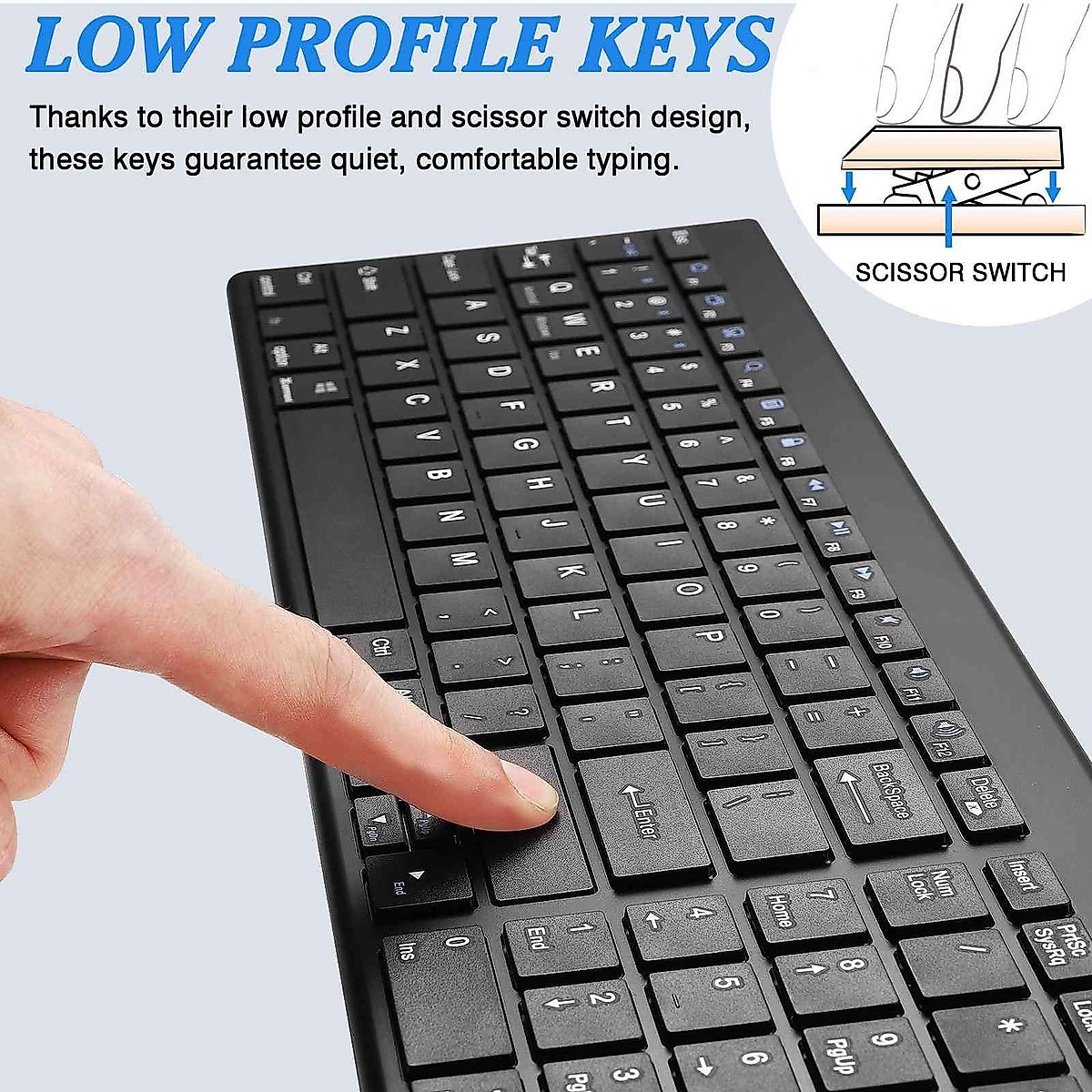 Rechargeable Wireless Keyboard Mouse, UrbanX Slim Thin Low Profile Keyboard and Mouse Combo with Numeric Keypad Silent Keys for Microsoft Surface Duo 2 - Black