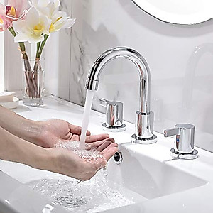 Widespread Bathroom Sink Faucet, 3 Hole 8 Inch Chrome Finish, Utility/Lavatory Modern Faucet with Pop Up Drain by Phiestina, WF015-1-C