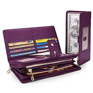 YALUXE Wallet for Women RFID Blocking Removable Checkbook Holder Large Capacity
