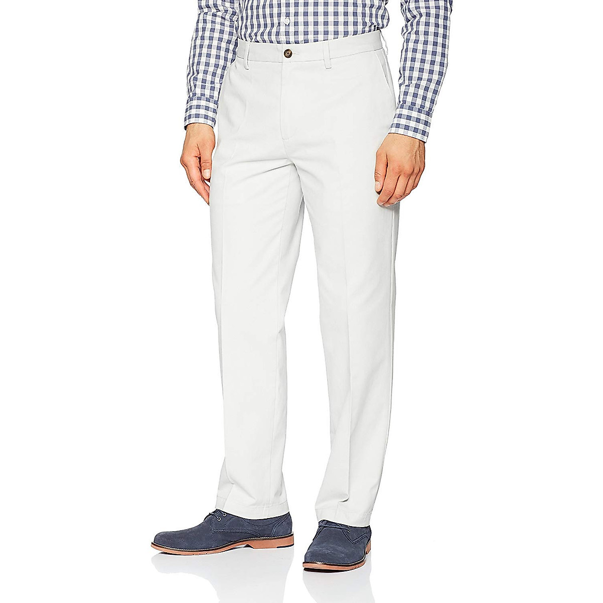 Amazon Essentials Men's Classic-Fit Wrinkle-Resistant Flat-Front Chino Pant (Available in Big & Tall), Light Grey, 42W x 30L