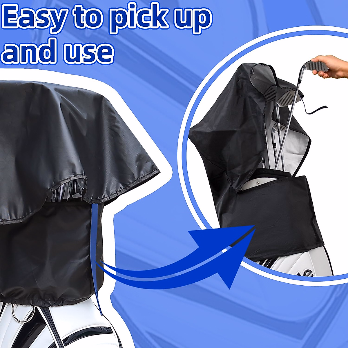 CartClan Golf Bag Rain Hood Waterproof Golf Bag Rain Cover for Golf Club Bags Fit Almost All Golfbags or Carry Cart