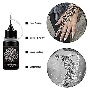 Temporary Tattoos Kit Black Tattoo Kit 4 Bottles 1 Oz Temp Tattoo Kit Semi Permanent Freehand Ink/Gel with 60 Adhesive Stencils for Women Men Kids Boys Body Art Painting Decor Supplies