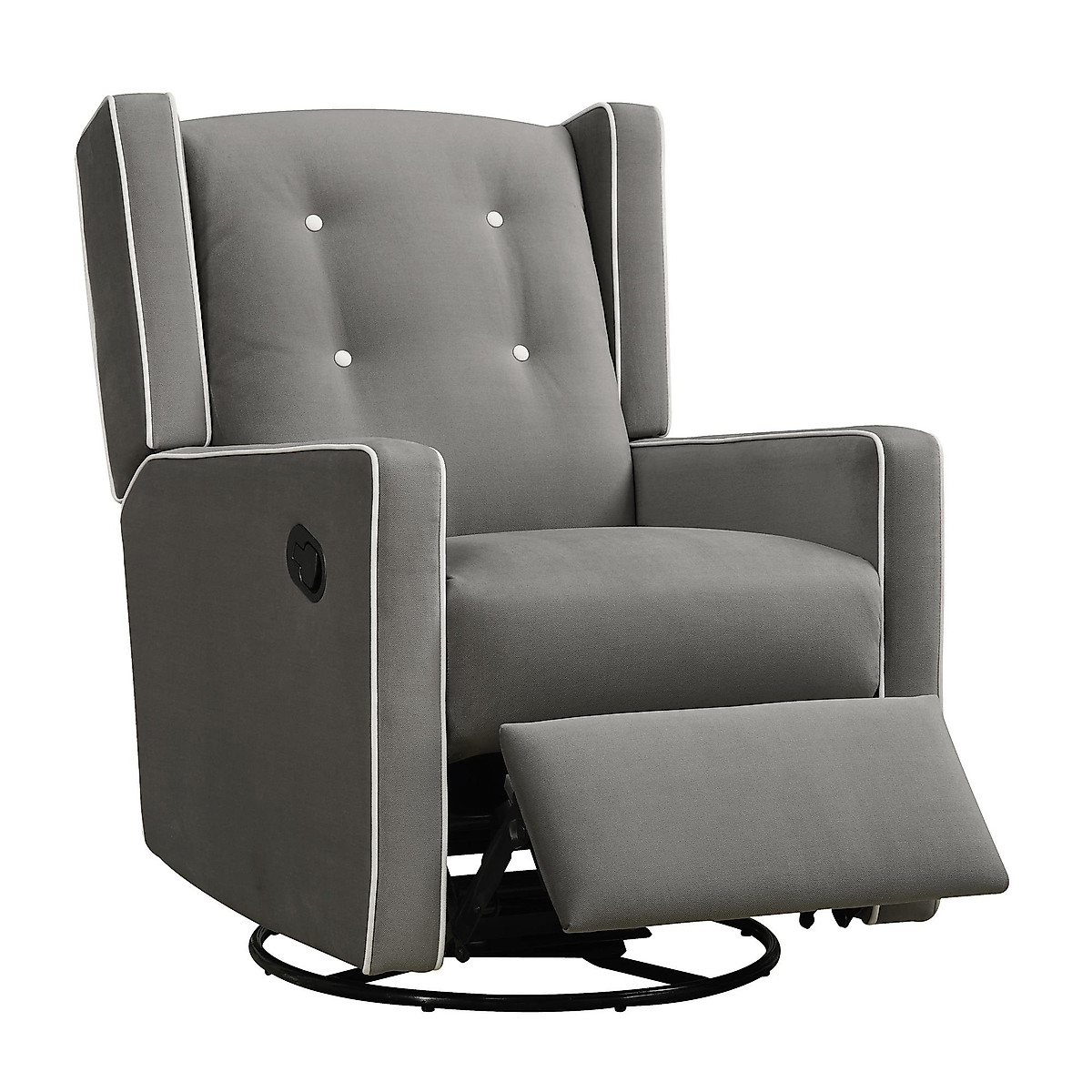 Baby Relax Mikayla 4-in-1 Swivel Glider Rocker Recliner Chair, Gray Microfiber