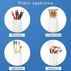 Zonon 2 Pieces Silicone Pencil Holder, Pencil Cups for Desk, silicone Pencil Cups Holder, Geometric Pencil Holder Makeup Brush Holder Creative Design for Office Home (White, Gray)