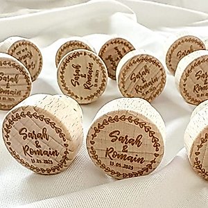 Personalized Engraved Wood Wine Stopper-Customized Date Laser Cork Bottle Toppers Gift Wedding Party Company Logo Decor Favor Winery Company Memorial Day Grandparents Memorial Day Gift,custom,30pcs