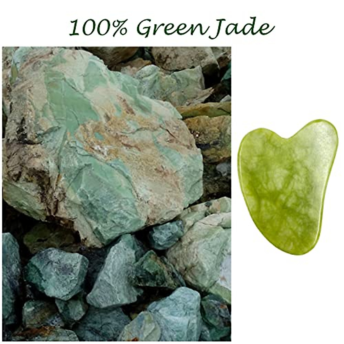Gua Sha, Gua Sha Facial Tool, Guasha Tool for Face, Guasha Natural Jade Stone Light Green