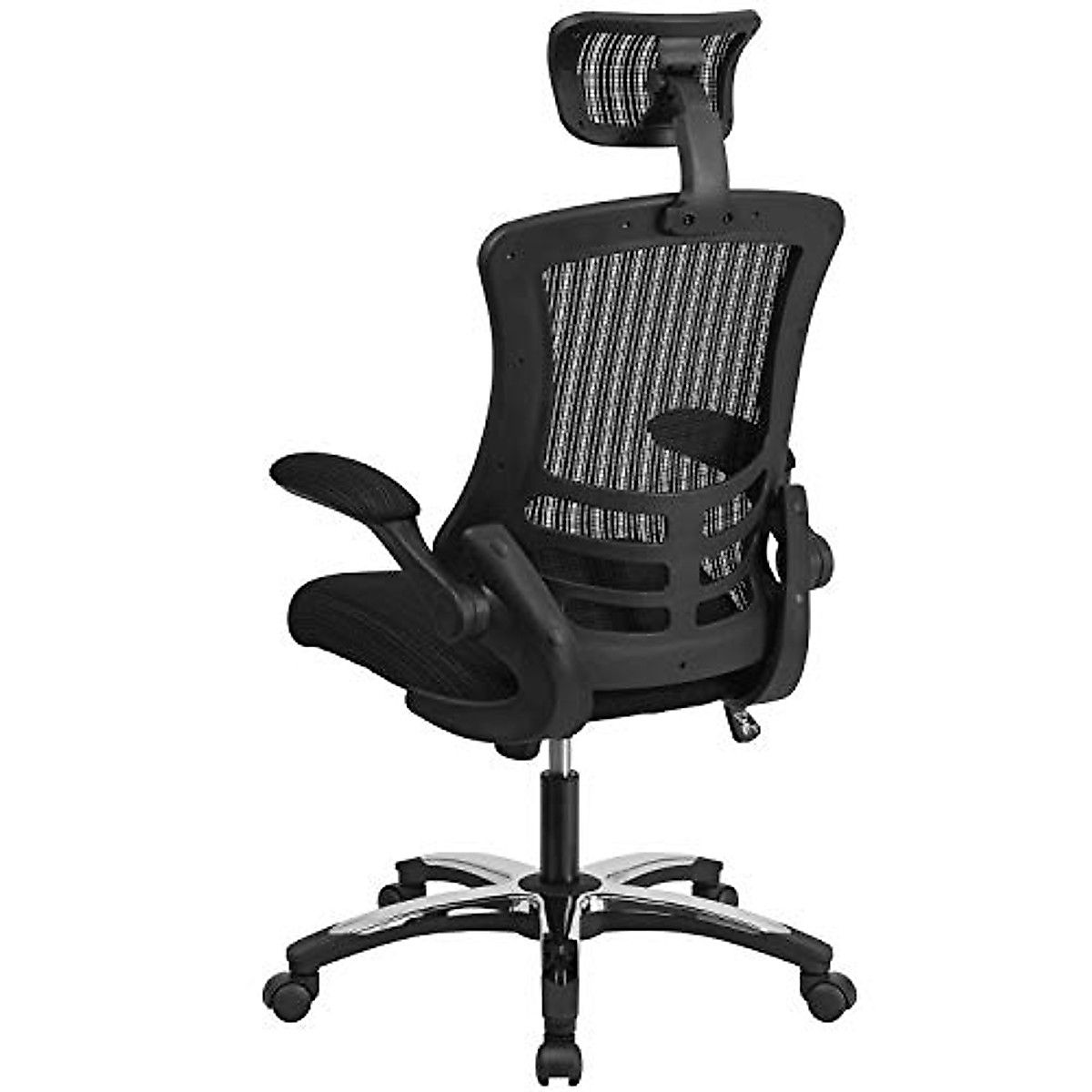 Flash Furniture Kelista High-Back Black Mesh Swivel Ergonomic Executive Office Chair with Flip-Up Arms and Adjustable Headrest