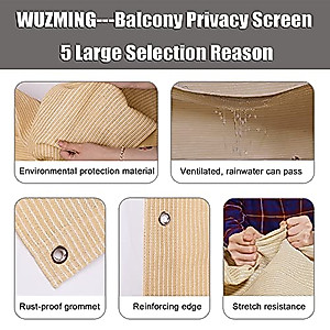 WUZMING Garden Balcony Screen Privacy Protection Windshield UV Protection Fence Yard Wall Privacy Protection Shade Net Including Rope and Tie (Color : Beige, Size : 70x700cm)