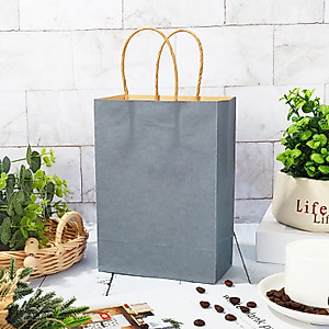 Whaline 24Pcs Kraft Paper Bags Calming Blue Gift Bags with Handles Candy Goodie Treat Bags Grocery Shopping Bags for DIY Crafts Baby Shower Birthday Wedding Party Supplies, 5.9x3.1x8.3inch
