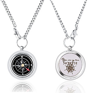 You are my true North Engraved Compass Necklace Gifts for Him or Her | Romantic Gifts for Men Women Husband Wife Boyfriend Girlfriend Bestfriend Couple | Love Gift Ideas for Anniversary Wedding Valentine day