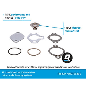 Quicksilver 807252Q5 Replacement Thermostat 160 Degree for V-6 and V-8 MerCruiser Engines from 1987-2016
