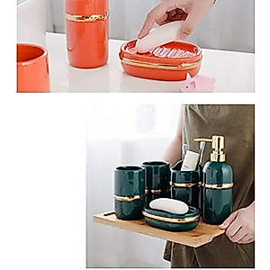 Bathroom Set, Five-Piece Ceramic Bathroom Supplies Set, Bathroom Dental Ware Washing Set (Color : Orange, Size : 6-Piece Set)