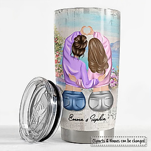 SANDJEST Personalized Best Friend Tumbler Unbiological Sister 20oz 30oz Tumblers with Lid Gift for Sister Best Friends Woman Girl Friendship Soul Sister Christmas Birthday