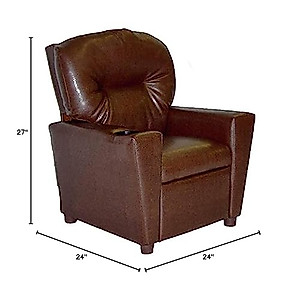 Dozydotes Cup Holder Recliner in Pecan Brown Leather Like