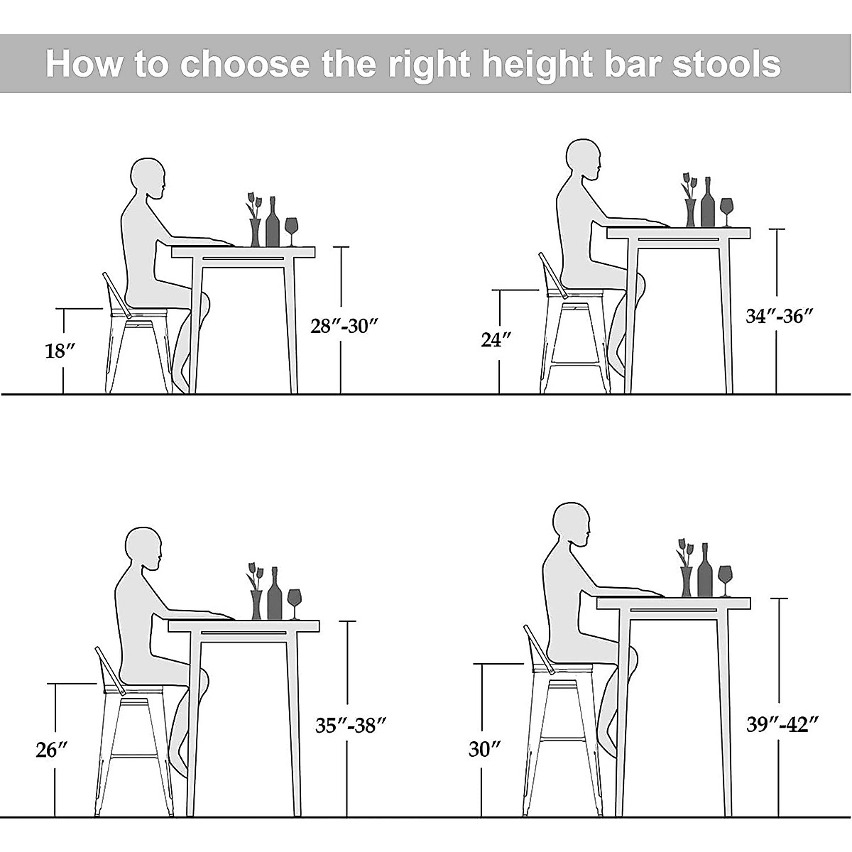 Changjie Furniture 18 Inch Stools Backless Industrial Metal Bar Stools Kitchen Stackable Stools Short Stools School Classroom Stools Metal Dining Chairs Set of 4 (18 inch, Matte Black)