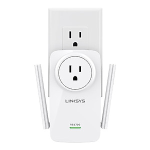 Linksys RE6700: AC1200 Amplify Cross-Band Wi-Fi Extender, Wireless Range Booster, Gigabit Ethernet Port, Spot-Finder Technology (White)