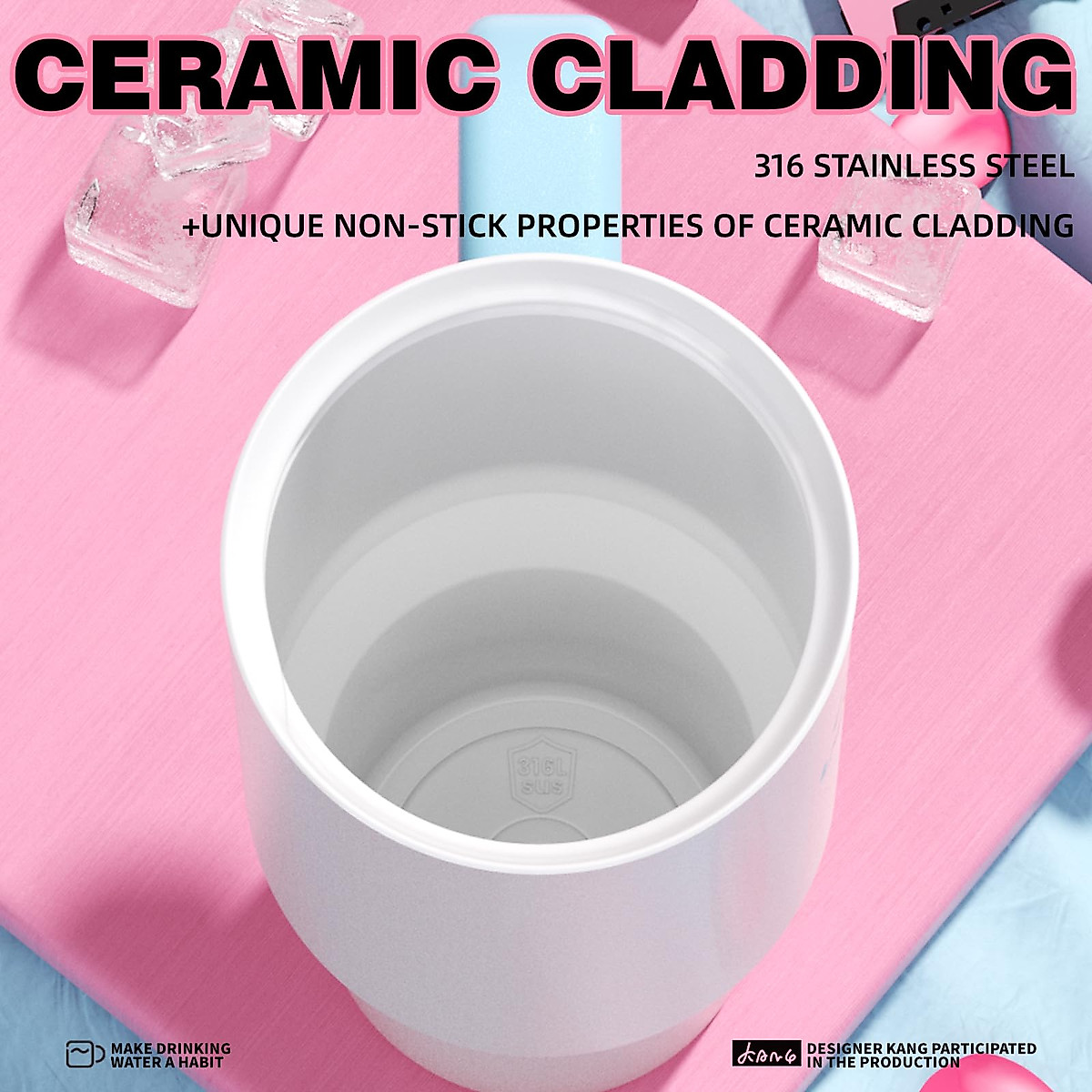 John Smith 40 oz Tumbler with Handle and Straw Reusable Stainless Steel Water Bottle Travel Mug Cupholder Friendly Gifts for Women Men Him Her (Pink)