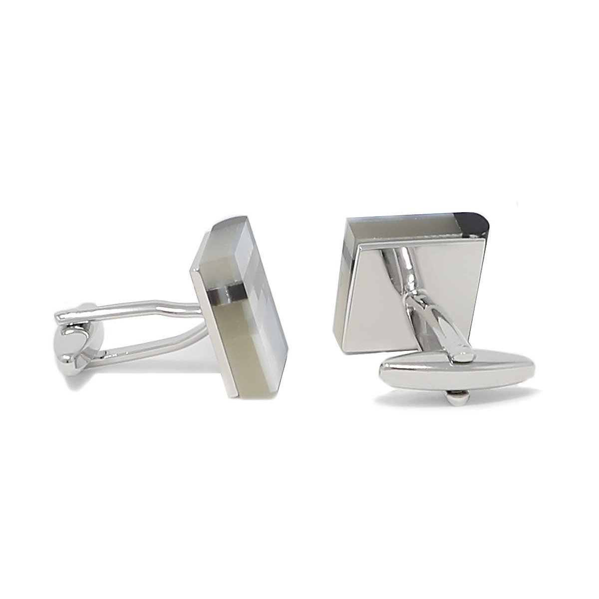 MENDEPOT Classic Genuine Onyx and Mother of Pearl Cufflinks Men Classic Cuff links With Box