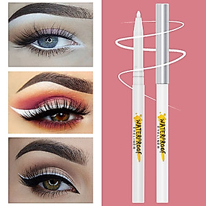 KAIQIKAIXI 5Pcs White Eyeliner Pen, Eyebrow Pen,Eye Shadow Pencil, Lip Line Pen, Eyelid Pad, Pencil Makeup Set Tool