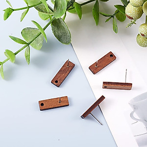 Beadthoven 20 Pairs Wood Rectangle Bar Stud Earring Findings Vertical Bar Geometric Ear Studs Walnut Wooden Post Earring with Loop Pierced Earring Components for DIY Earring Jewelry Making Findings