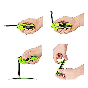 OEMTOOLS 25541 Cut and Drive Multi Tool, Drop Point Knife, Screwdriver, Bit Set, Ruler, and Bottle Opener, EDC, Contractor, HVAC Tool, Green and Black