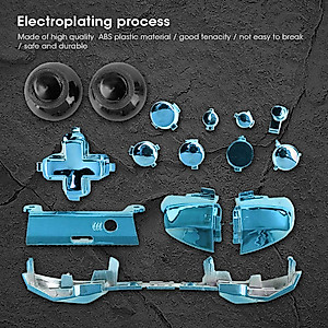 Joystick for Xbox, Gamepad Electroplating Buttons for Xbox One Slim Controller Gamepad Replacement Kit with Mushroom Cover Cross Shaped Left/Right Bumper Baffle,etc(Blue)