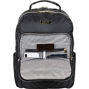 Kenneth Cole Reaction Women's Chelsea 15" Laptop Bag Computer Bookbag for Work, School, College, Nurse, Travel Daypack Purse Backpack, Black