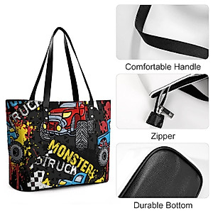 Womens Handbag Truck Pattern Leather Tote Bag Top Handle Satchel Bags For Lady