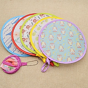 Qlychee Lovely Foldable Round Fan Random Color Handheld Moon-Shaped Fan Decoration Gift 1 Pc