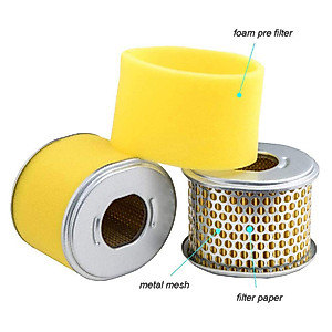 HEYZLASS 2-Pack 17210-ZE2-515 Air Filter, Compatible with Honda GX240 GX270 8 HP 9 HP OEM Air Cleaner and More, Plus Foam Pre Filter