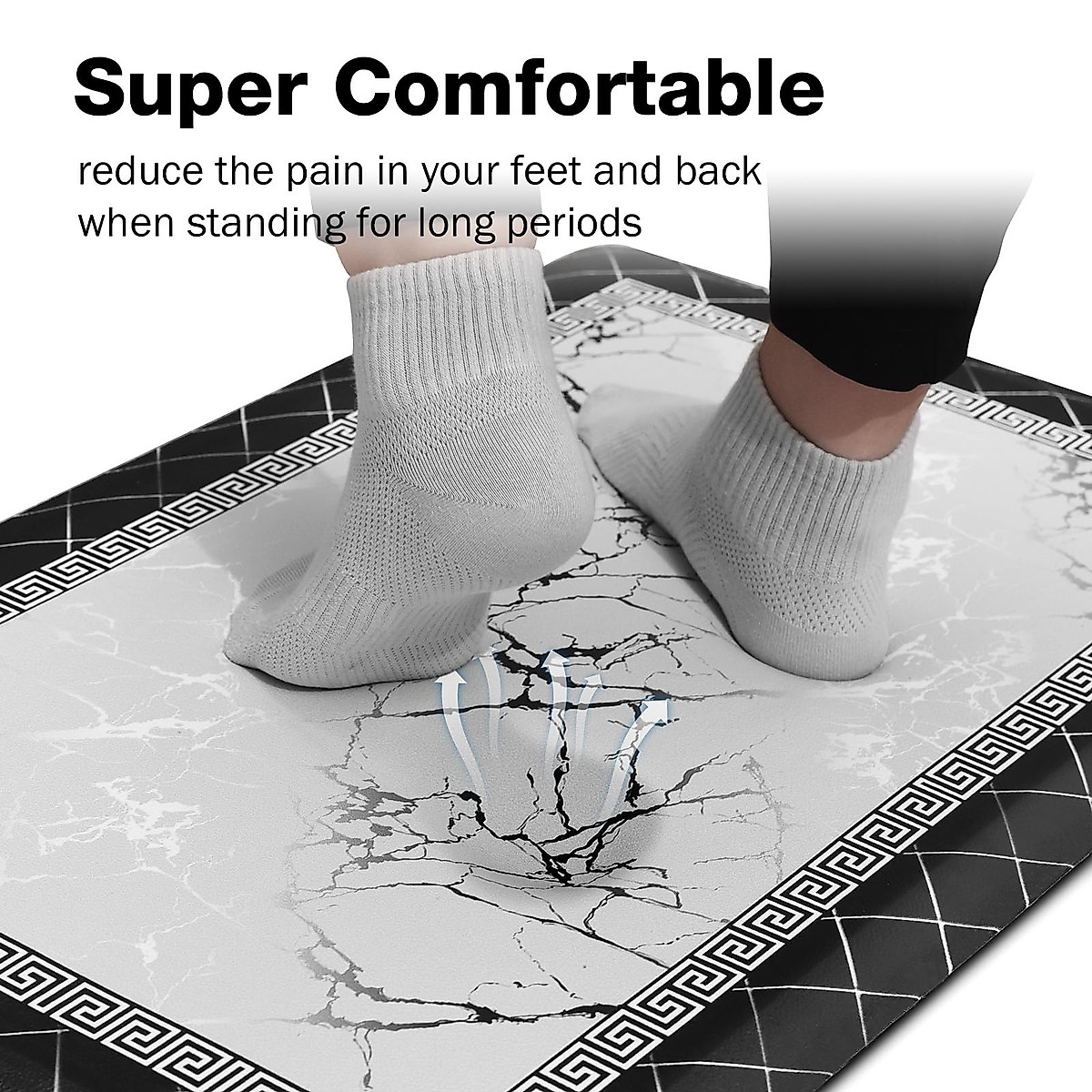 Opulentix Marble Kitchen Mat, 1/2 Inch Thick Black and Gold Waterproof Kitchen Rugs Non Slip, Cushioned Anti Fatigue Kitchen Mats for Floor Standing Desk Office in Front of Sink, 17.3"x28"