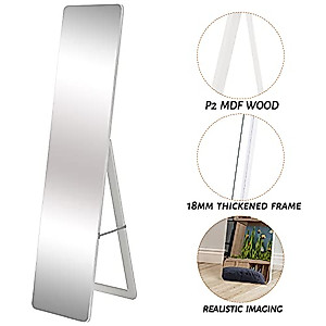 SogesHome 63'' x 15'' Full Length Body Mirror, Full Body Mirror Wall Mirror, Floor Mirror with Stand, Dressing Mirror for Bedroom, Living-Room, White
