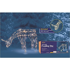 Brite Star 48" Lighted and Animated Feeding Doe Deer Christmas Yard Art - Clear Lights