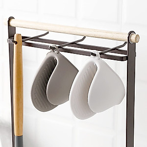 Xihuimay 2 Pairs Silicone Mitts Double Finger Grip Mini Mitt Pot Holders Pot Pinch Grip Microwave Frying Pans Anti-scalding Gloves Griddles Mittens Clips for Kitchen Cooking Baking BBQ, White Black