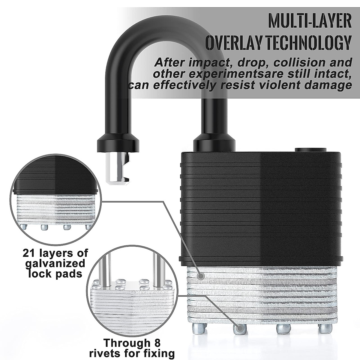 Padlock with Key, [2 Pack] [4 Keys] Diyife Padlock Waterproof Lock Key Padlocks 40mm Heavy Duty Padlocks Anticut, Oustside Laminated Steel for Gym Locker, Garage, Fence, Shed, Yard,Outdoor & Indoor