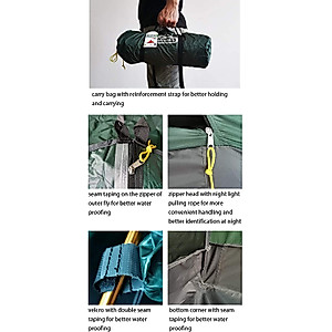 camppal 1 Person Tent Backpacking Camping Hiking Mountain Hunting Tent Lightweight and Waterproof for 4 Season Extreme Space Saving Single Bracket (Green-with skirt)