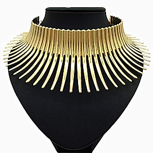 Barode African Collar Choker Necklace Gold Statement Chokers Bib Chunky Necklaces Jewelry for Women(Gold)