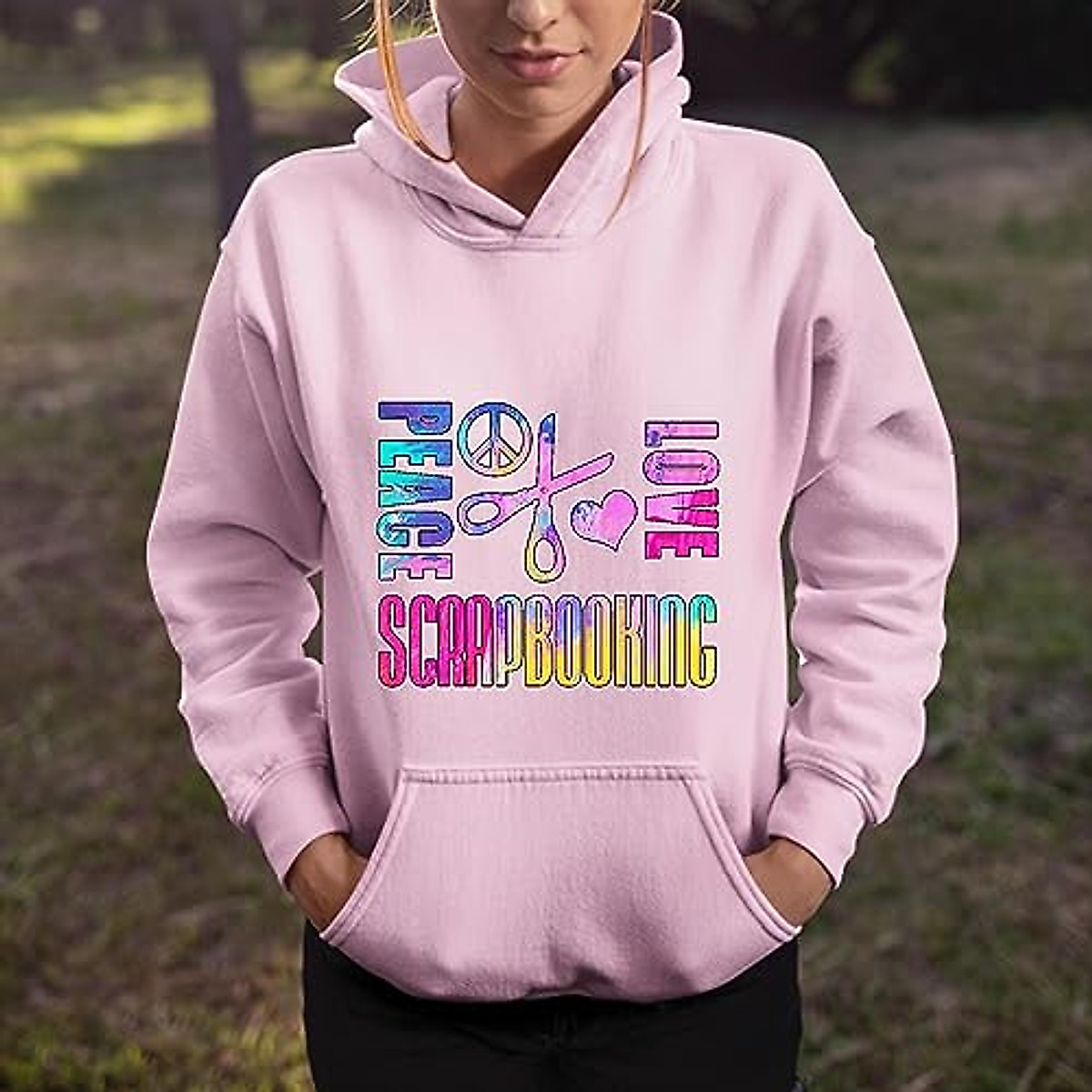 Scrapbook Peace love scrapbooking a little Gray and Muticolor Unisex Hoodie