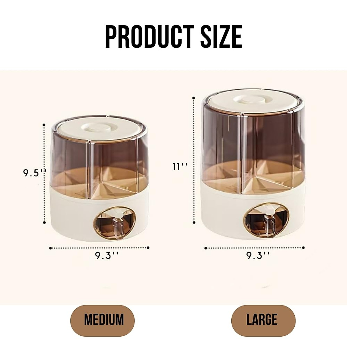 SENAOU Grain Storage Tank Grain Dispenser 360°Rotating Kitchen Storage Containers (11lb)