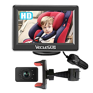 VECLESUS Baby Car Monitor, 1080P HD Rear Facing Baby Car Camera with 4.3” Baby Car Monitor, Easy Installation Baby Car Back Seat Camera for Baby Car Travel Safety for Car, SUV, Pickup
