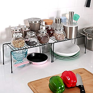 yaenoei Kitchen Shelves, Cabinet Organization Mini Storage Shelf, Black ,Set of 2