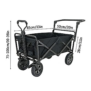 Outdoor Folding Utility Wagon Collapsible Camping Wagon, Garden Pull Wagon with Covered and Storage Basket, Outdoor Picnic Truck, Load-Bearing 80kg / 176lbs