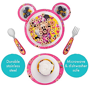 The First Years Disney Minnie Mouse Dinnerware Set - Easter Basket Stuffers - Toddler Plates and Toddler Utensils- 4 Count