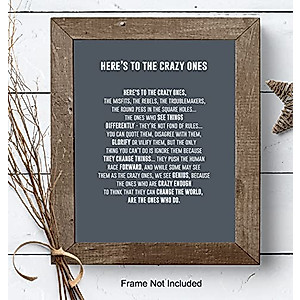 Heres to the Crazy Ones Entrepreneurial Motivational Quote -8x10 Art Print, Home Decor - Inspirational Wall Art Poster - Unique Room Decorations for Office, Den - Gift for Entrepreneur, Boss