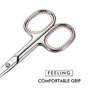 LIVINGO Premium Curved and Rounded Nose Hair Scissors for Men, 2 PC Set Nail Cuticle Manicure Scissors Shears Kit for Beard/Mustache, Ear, Facial Hair, Eyebrows, Eyelashes for Women