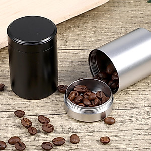 Trinkrittey Aluminum Storage Jar Airtight Smell Proof Container Portable Airtight Container Multipurpose Airtight Container Multipurpose Storage Container for Spices Coffee Teas (Black and Silver)