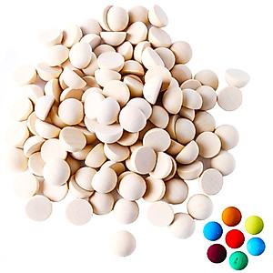 200pcs Half Wooden Beads, Unfinished Split Natural Round Wood Balls Loose Beads for DIY Craft Christmas Home Party Decorative Supplies (0.79Inch/20MM) ZX18200